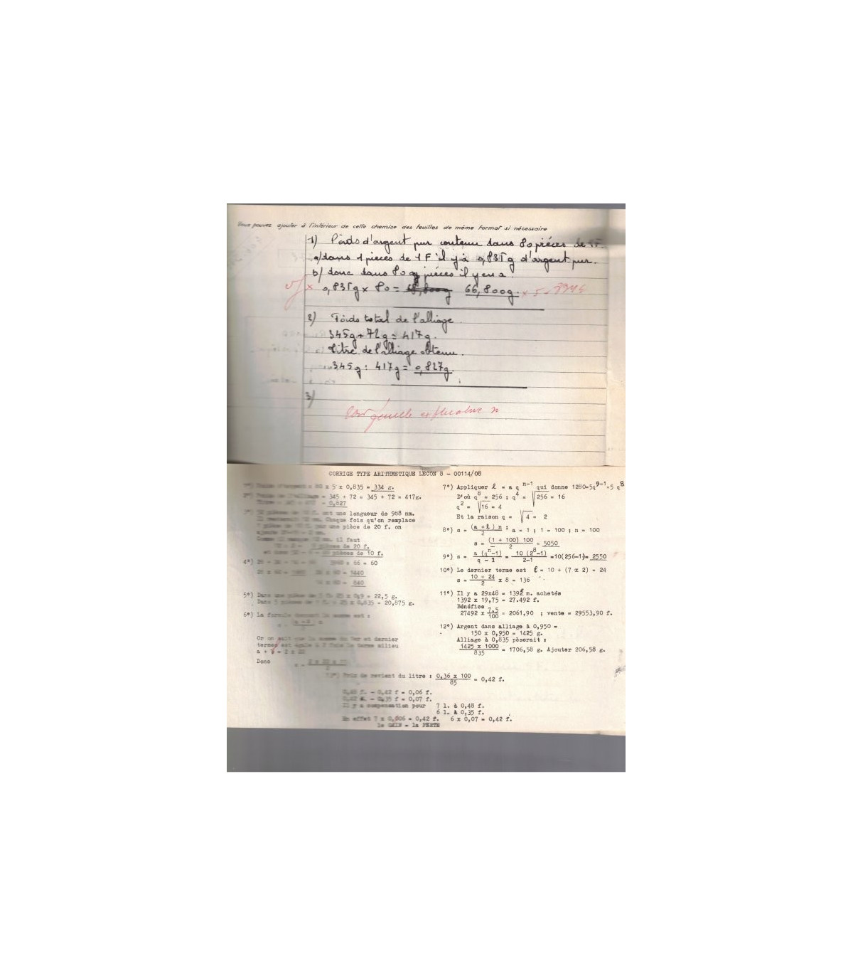 Cours d'arithmétique, et Questionnaire d'application, Institut moderne ...