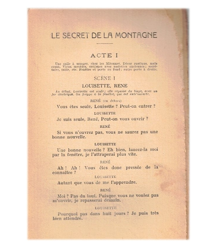 Le secret de la montagne, dédicace Maurice Pottecher, Théâtre lorrain ...