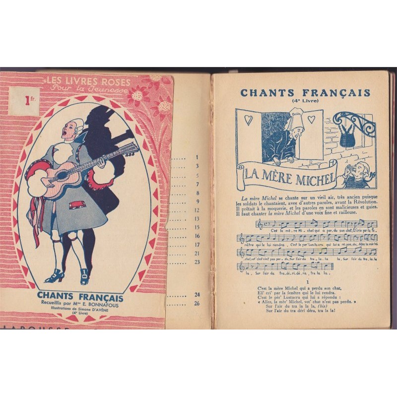 Chants français, Bonnafous, les livres roses pour la jeunesse, 1941 ...