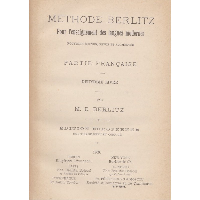 Méthode Berlitz, partie française, deuxième livre, 1900 - manuel de ...