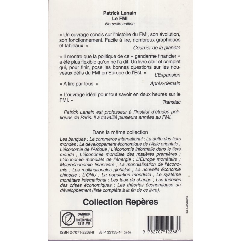 Le FMI, Patrick Lenain, 1996 - Fonds monétaire international, économie ...